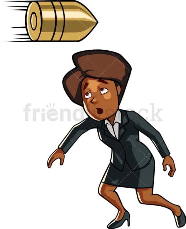Black Businesswoman Dodging Bullet Cartoon Vector Clipart - FriendlyStock