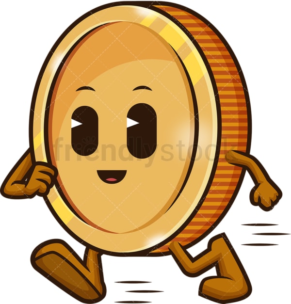 Coin Running Cartoon Clipart Vector - FriendlyStock