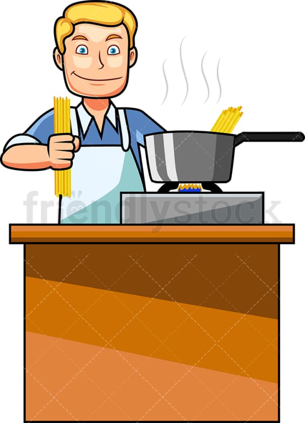 Caucasian Man Making Spaghetti Cartoon Vector Clipart - FriendlyStock