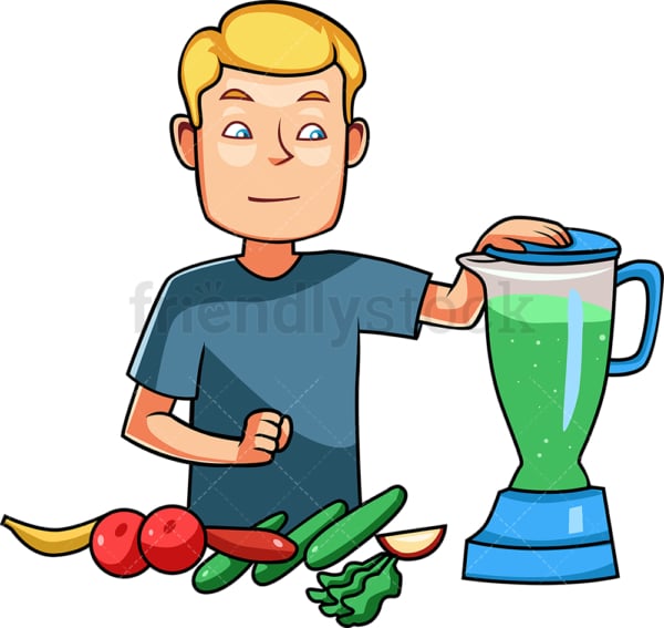 Man Preparing A Healthy Smoothie Cartoon Vector Clipart - FriendlyStock
