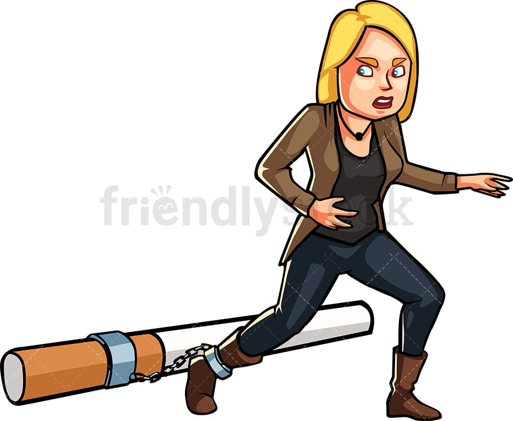 Woman Trying To Break Free From Smoking Cartoon Vector Clipart ...