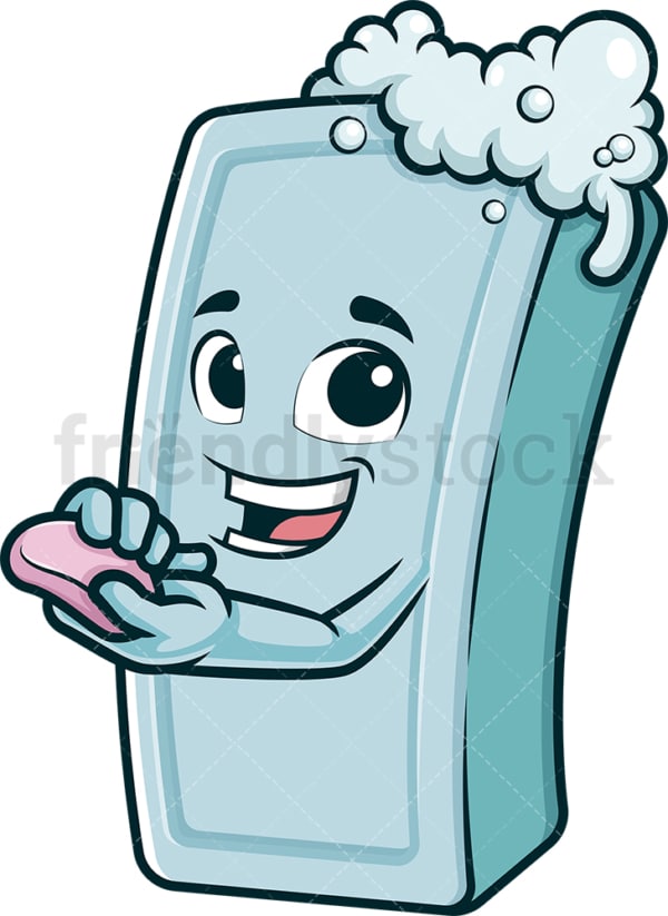 Cartoon Soap Bar Washing Hands Clipart Vector - FriendlyStock