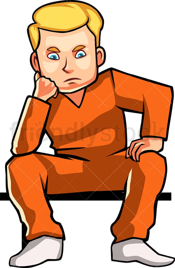 Frustrated Inmate Thinking Cartoon Vector Clipart - FriendlyStock