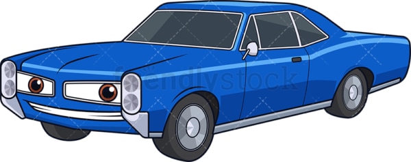 Blue Vintage Racing Car Cartoon Clipart Vector - FriendlyStock
