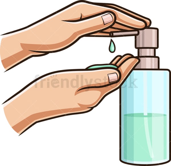 Washing Hands Using Liquid Soap Cartoon Clipart Vector - FriendlyStock
