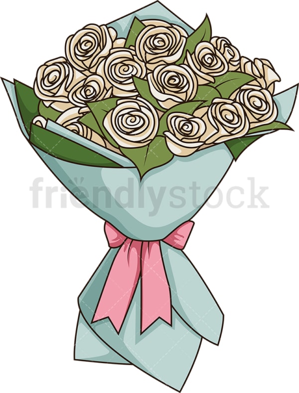 Bouquet Of White Roses Cartoon Vector Clipart - FriendlyStock