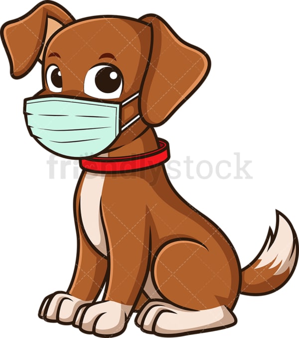Dog Wearing Medical Face Mask Cartoon Vector Clipart - FriendlyStock