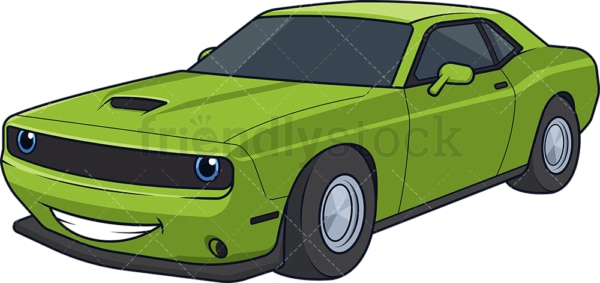 Green Racing Car Smiling Cartoon Clipart Vector - FriendlyStock