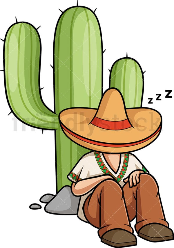 Sleeping Mexican Man Cartoon Clipart Vector - FriendlyStock