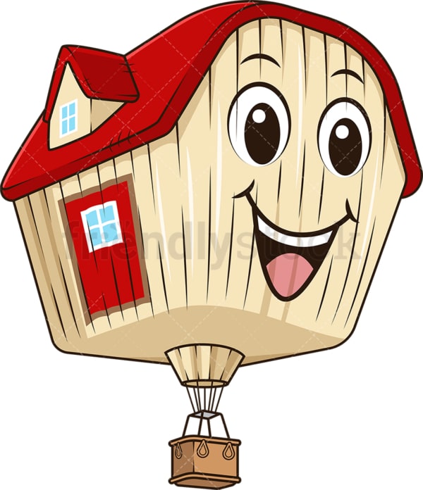 House Shaped Hot Air Balloon Cartoon Clipart Vector - FriendlyStock