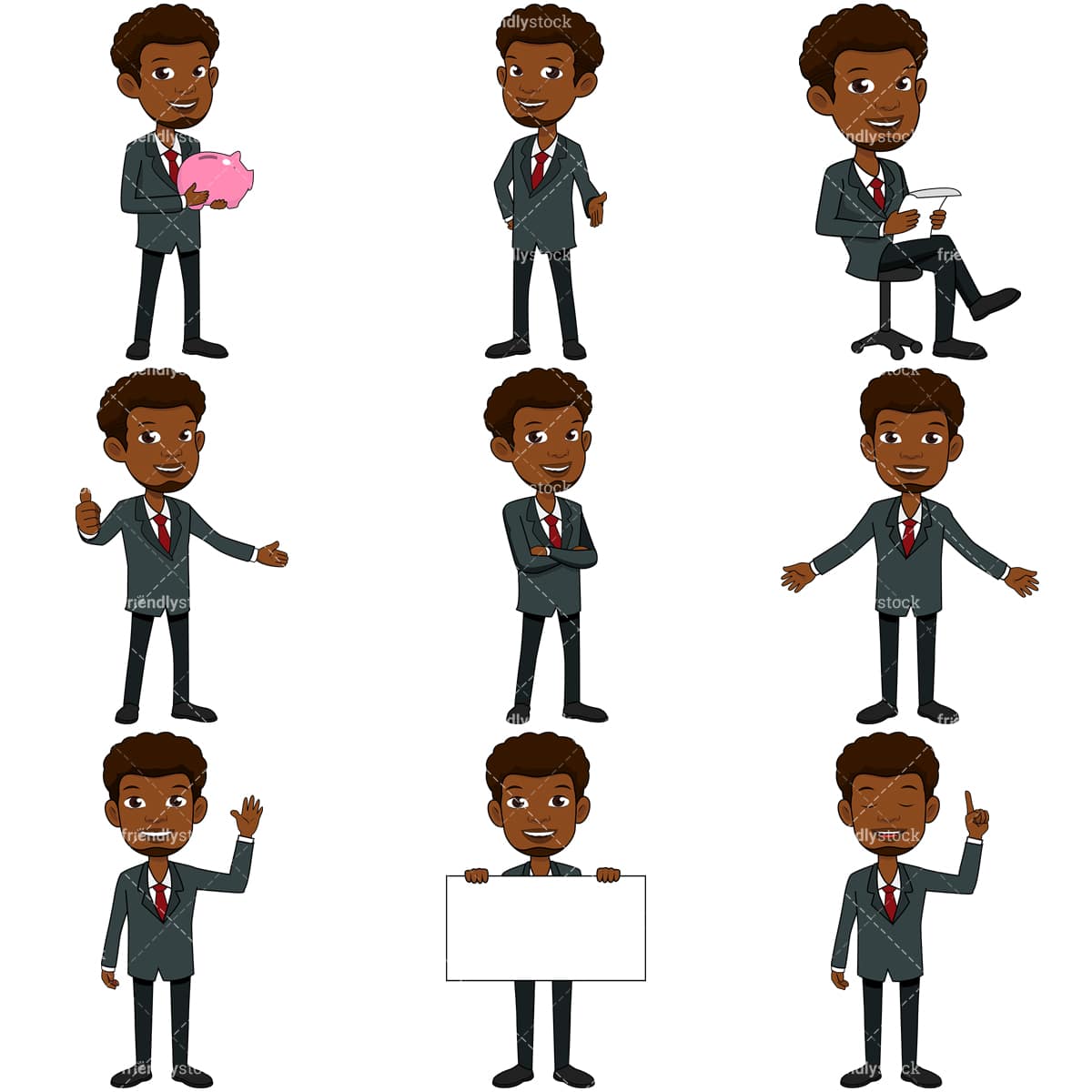 9 Vector Images Of A Black Businessman With A Goatee - FriendlyStock