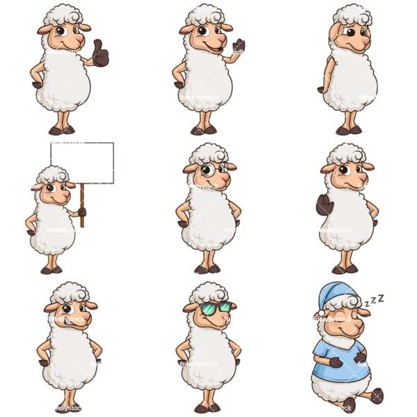 Cute Sheep Mascot Character Vector Format - FriendlyStock