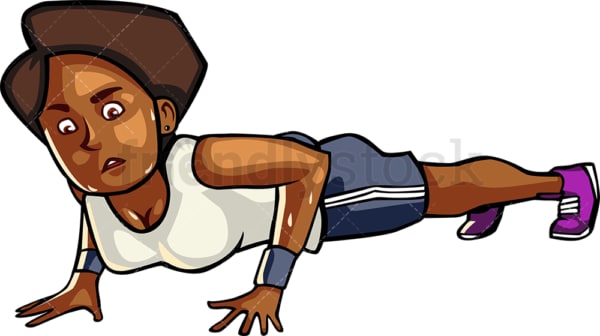 A Black Woman Doing Push-Ups Cartoon Vector Clipart - FriendlyStock
