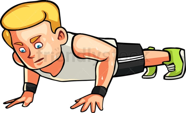 Caucasian Man Doing Push-Ups Cartoon Vector Clipart - FriendlyStock