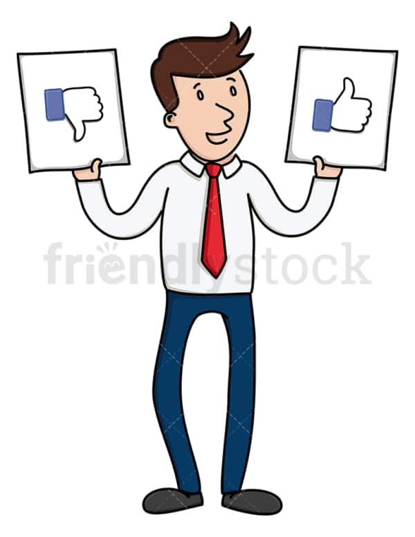 Businessman Holding Like And Dislike Sign Cartoon Vector Clipart ...