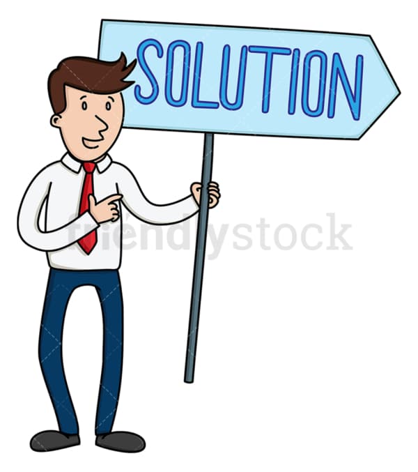Businessman Holding Solution Sign Cartoon Vector Clipart - FriendlyStock