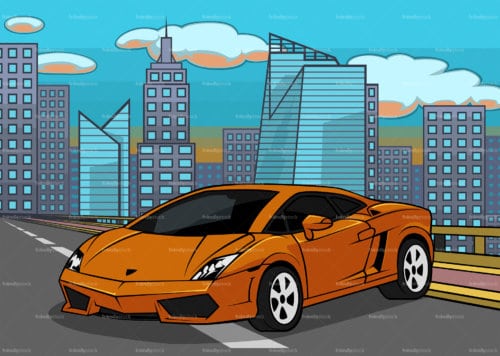 Rich Black Man Leaning ON Car In A City Highway Cartoon Scene ...