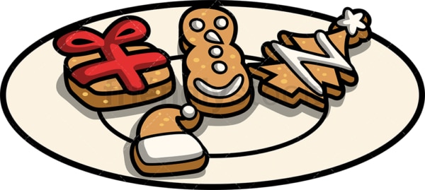 Christmas Cookies On A Plate Cartoon Vector Clipart - FriendlyStock