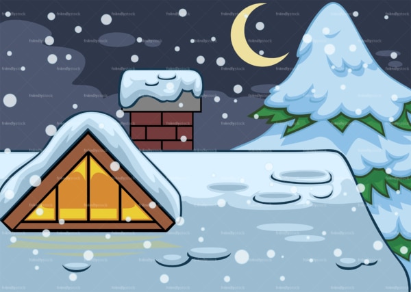 House Roof Covered In Snow Background Cartoon Vector - FriendlyStock