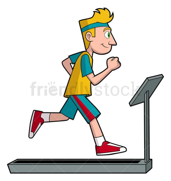 Man Running On Treadmill Cartoon Vector Clipart - FriendlyStock
