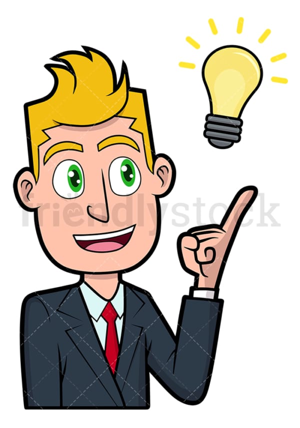 Brilliant Businessman With New Idea Vector Cartoon Clipart - FriendlyStock