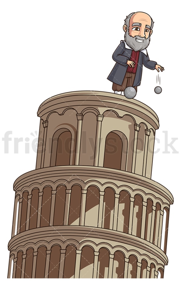 Galileo Dropping Balls Leaning Tower Of Pisa Cartoon Clipart ...