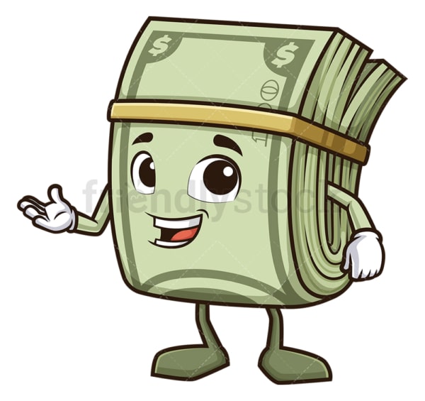 Money Mascot Explaining Cartoon Clipart Vector - FriendlyStock