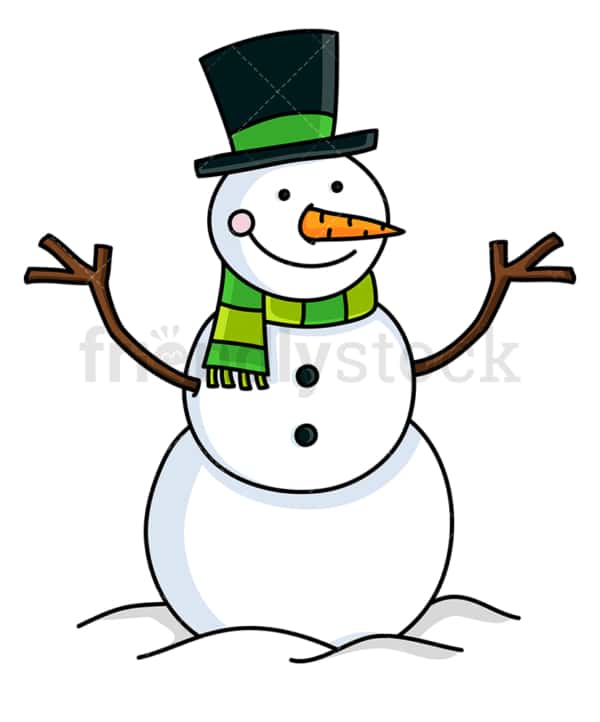 Smiling Snowman Wearing Santa Hat Cartoon Vector Clipart - FriendlyStock