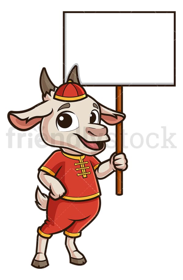 Chinese New Year Goat Thumbs Up Cartoon Clipart Vector - FriendlyStock