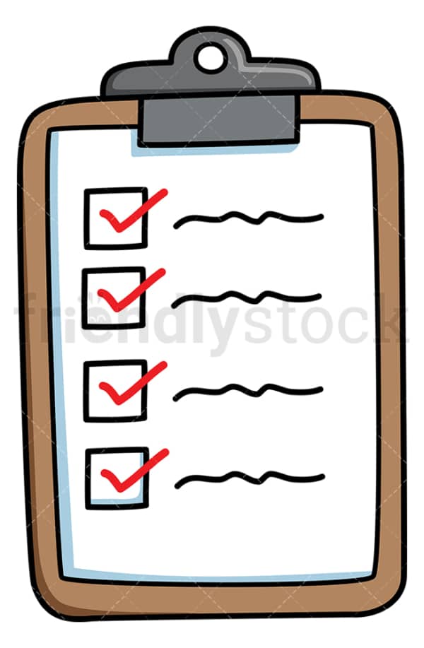 Checklist With Items Checked Cartoon Clipart Vector - FriendlyStock