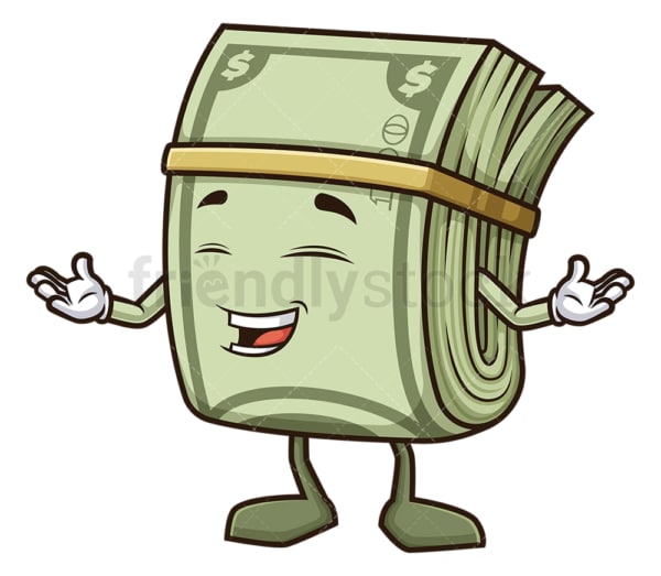 Happy Money Mascot Character Cartoon Clipart Vector - FriendlyStock
