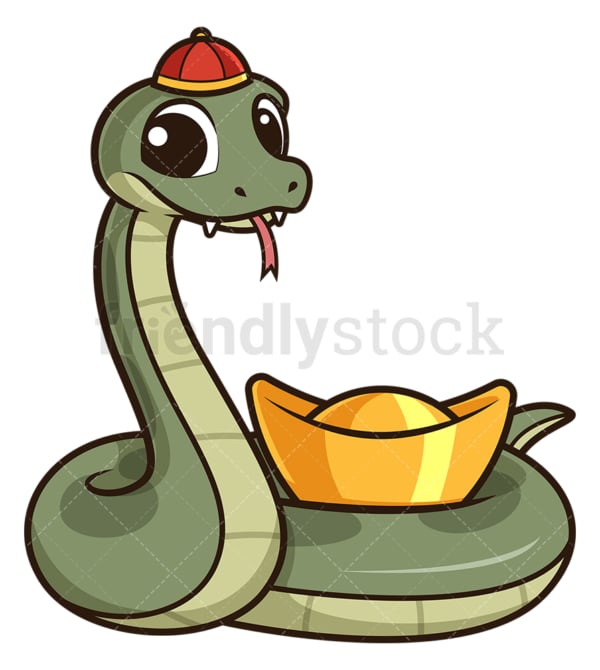 Chinese New Year Snake Presenting Cartoon Clipart Vector - FriendlyStock