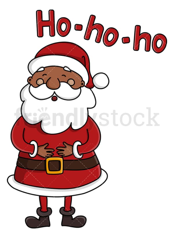 Black Santa Claus Laughing Ho Ho Ho Cartoon Clipart Vector - FriendlyStock