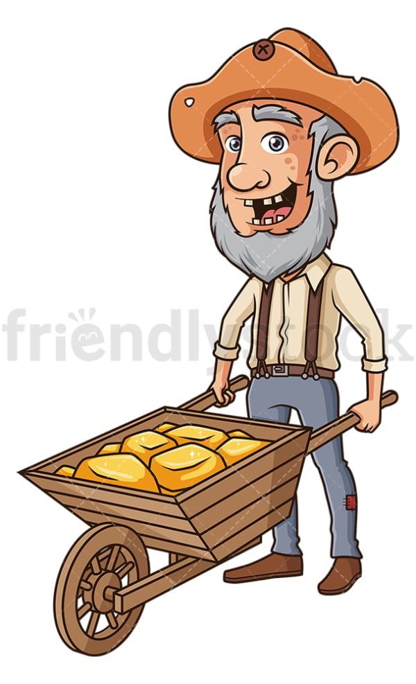 Old Miner Holding Gold Cartoon Clipart Vector - FriendlyStock