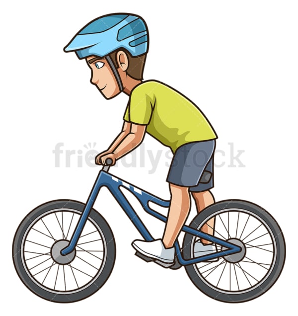 Side View Man Riding Bike Cartoon Clipart Vector - FriendlyStock