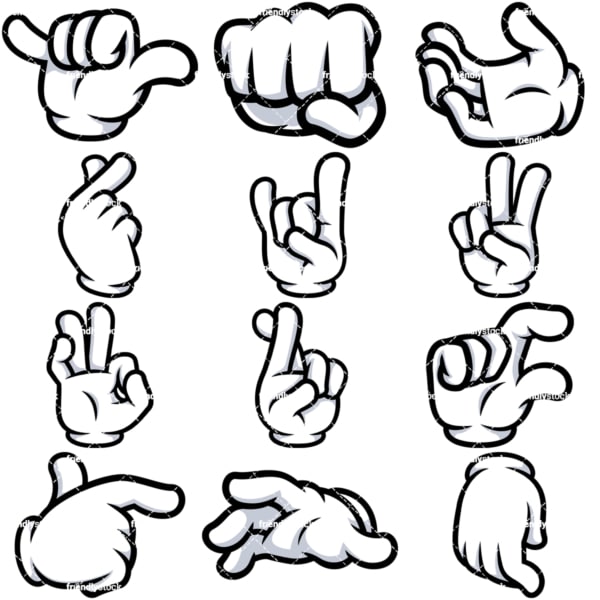 Cartoon Gloved Hands Vector Bundle - FriendlyStock
