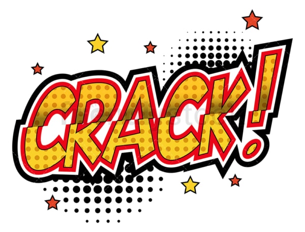 Crack Retro Comic Book Sound Effect Cartoon Clipart Vector - FriendlyStock
