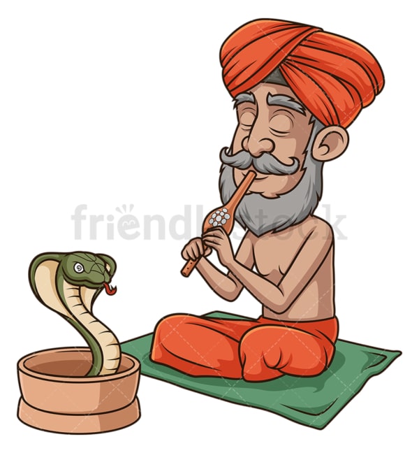 Indian Snake Charmer Hypnotizing Snake Cartoon Clipart Vector ...