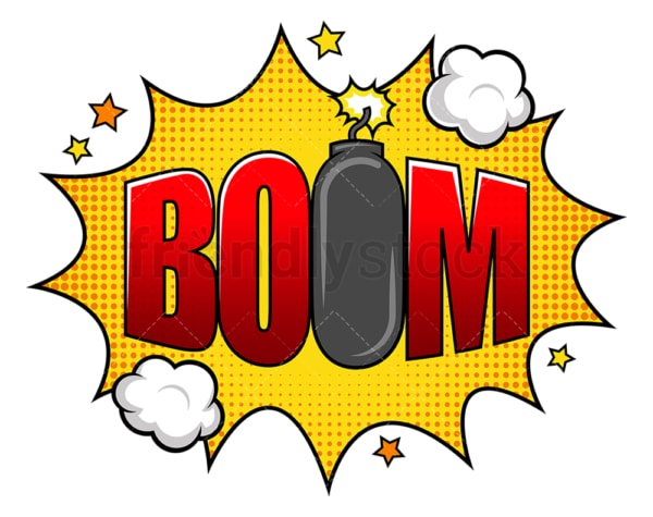 Boom Retro Comic Book Sound Effect Cartoon Clipart Vector - FriendlyStock