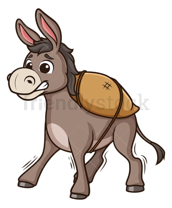 Overloaded Donkey Cartoon Clipart Vector - FriendlyStock
