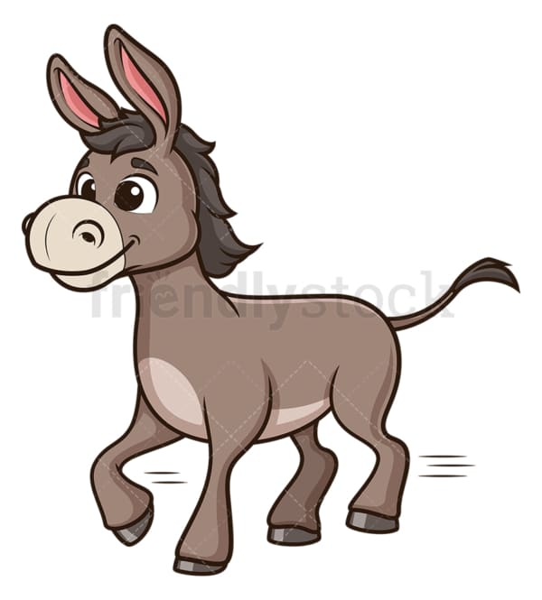 Donkey Running Cartoon Clipart Vector - FriendlyStock