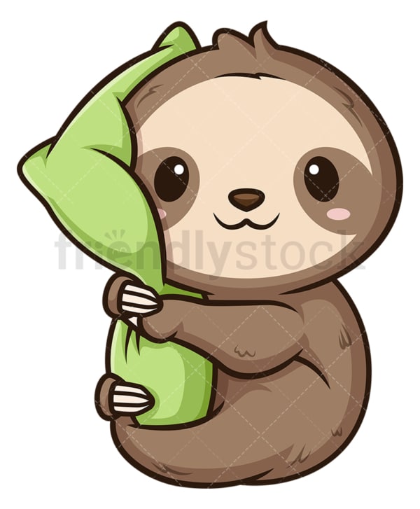 Cute Sloth Hugging Pillow Cartoon Vector Clipart - FriendlyStock