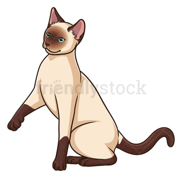 Playful Siamese Cat Cartoon Clipart Vector - FriendlyStock