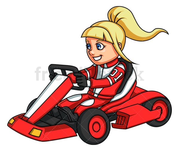 Girl Driving Go-Kart Cartoon Clipart Vector - FriendlyStock
