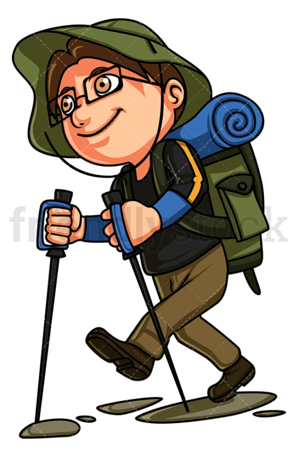 Little Boy Hiking Cartoon Clipart Vector - FriendlyStock