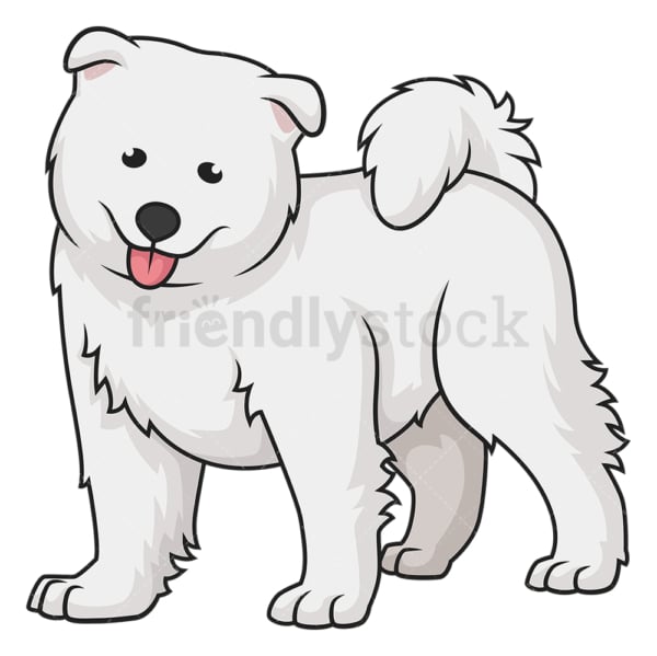 Cute Samoyed Puppy Cartoon Clipart Vector - FriendlyStock