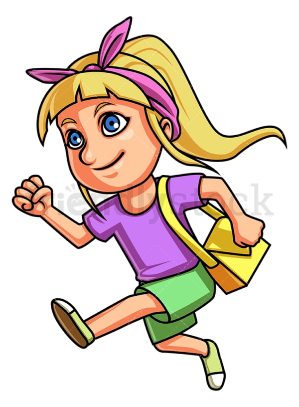 Little Girl Going To Summer Camp Cartoon Clipart Vector - FriendlyStock