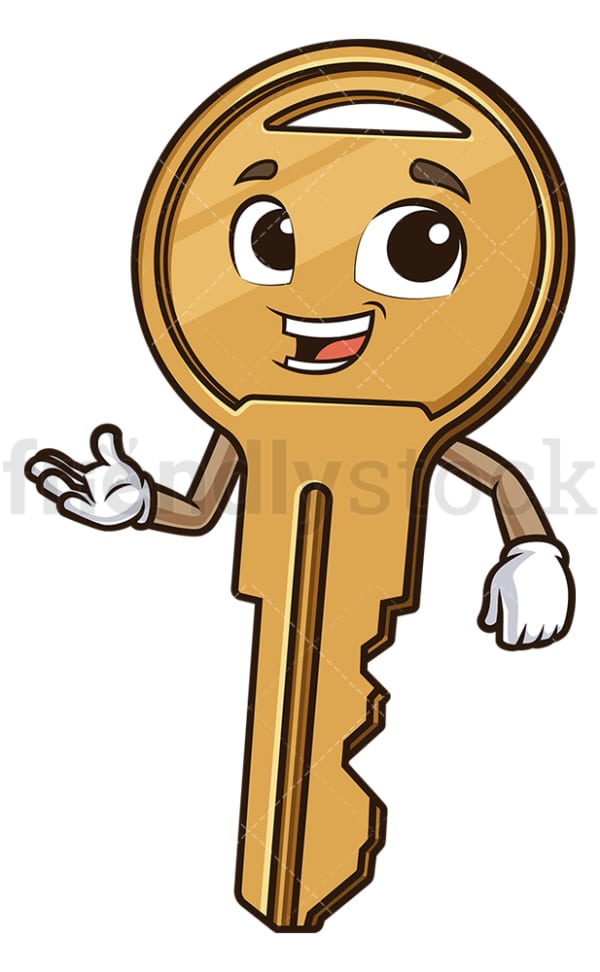 Cartoon Key Presenting Clipart Vector - FriendlyStock