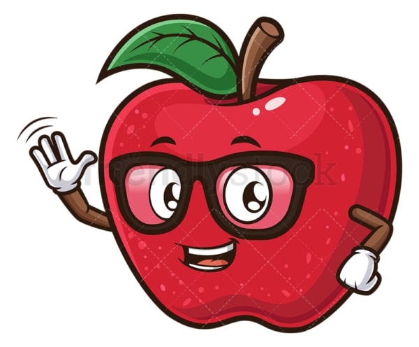Cartoon Apple Waving Vector Clipart - FriendlyStock