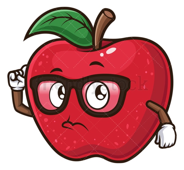 Apple Thinking Cartoon Clipart Vector - FriendlyStock